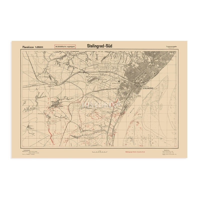 1942 Stalingrad Russia Map Poster Map of Volgograd Russia - Etsy