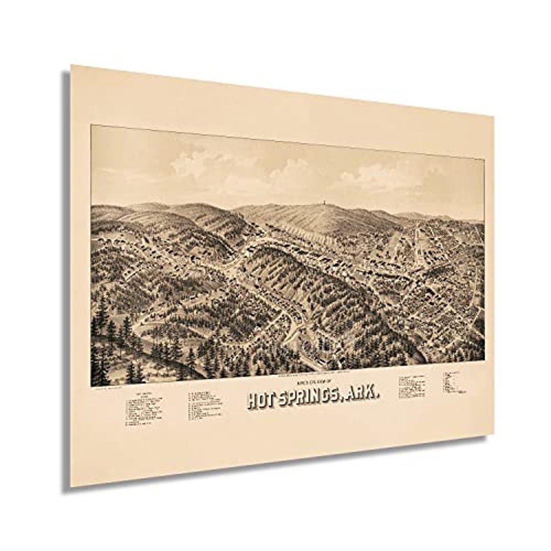 1888 Hot Springs Arkansas Map - Vintage Hot Springs Map Art - Old Hot ...