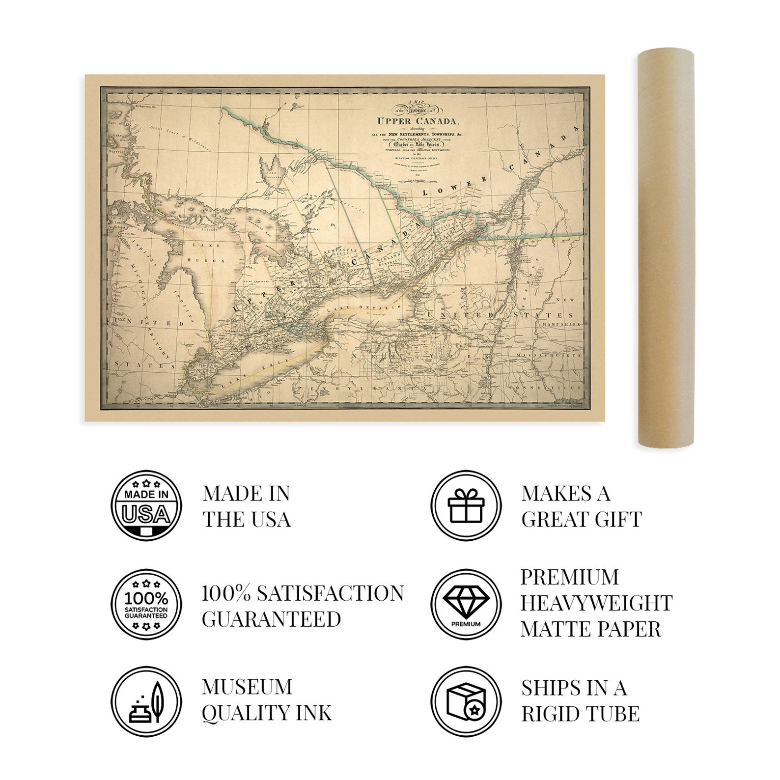 1836 Upper Canada Map Old Map of Canada History Map of Upper Canada ...