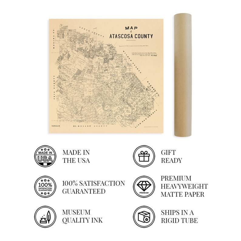 1879 Atascosa County Texas Map Vintage Map of Atascosa | Etsy