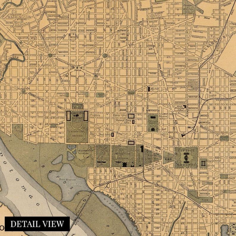 1897 Map of Washington DC Washington DC Vintage Map DC Map - Etsy