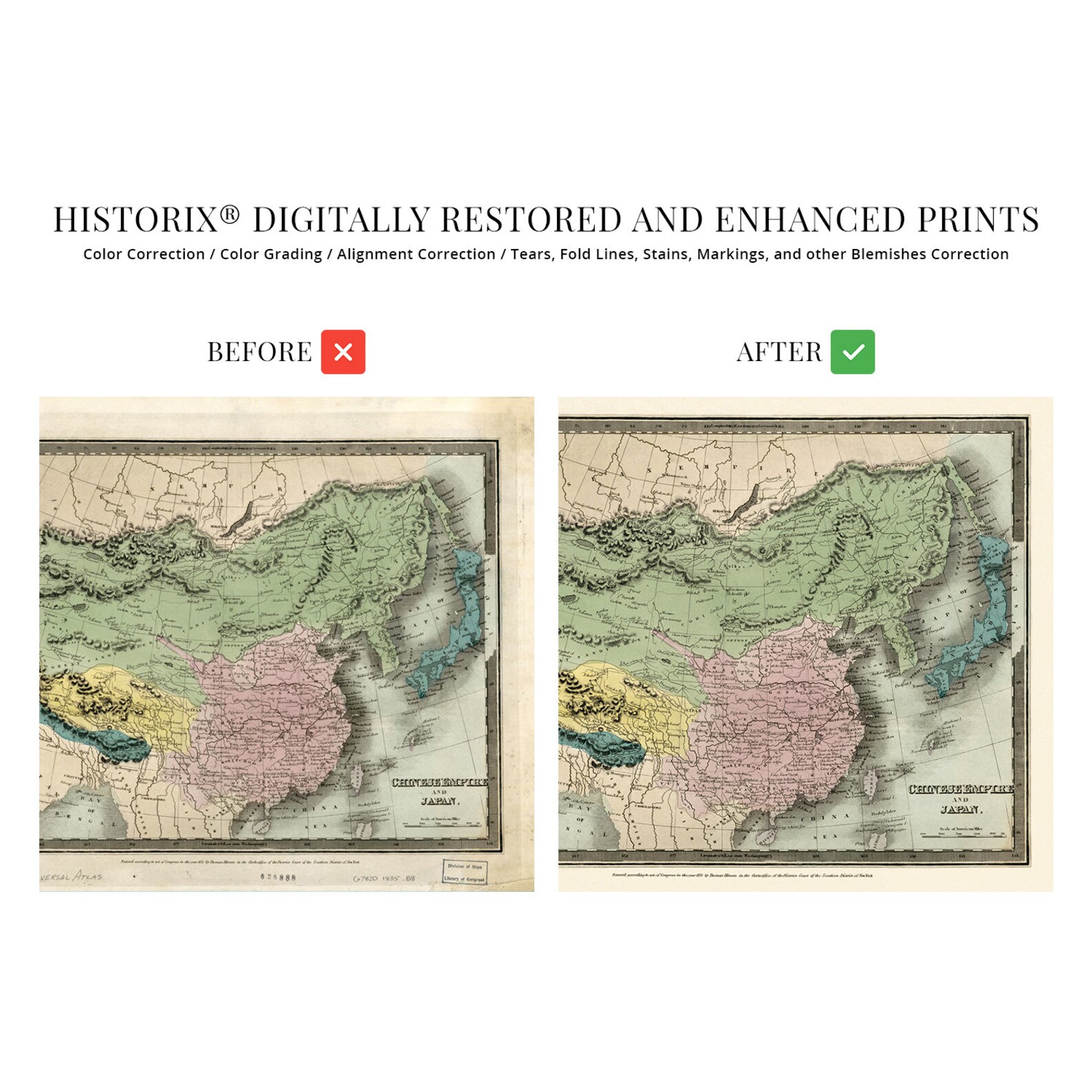 1835 Chinese Empire and Japan Map Old Map of China History - Etsy