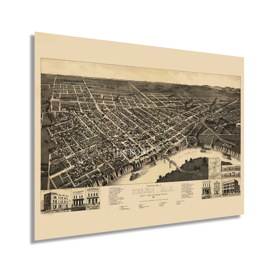 1887 Selma Alabama Map Poster Old Map of Selma Alabama Wall - Etsy