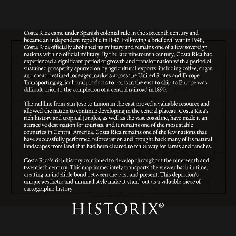 1890 Costa Rica Map Poster Old Wall Map of Costa Rica Wall - Etsy