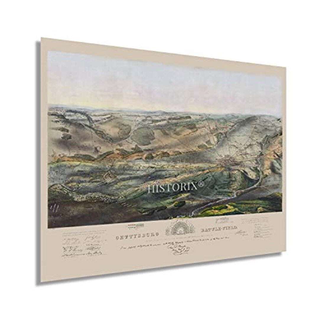 1863 Gettysburg Battlefield Map Old Gettysburg Map Art History Map of ...
