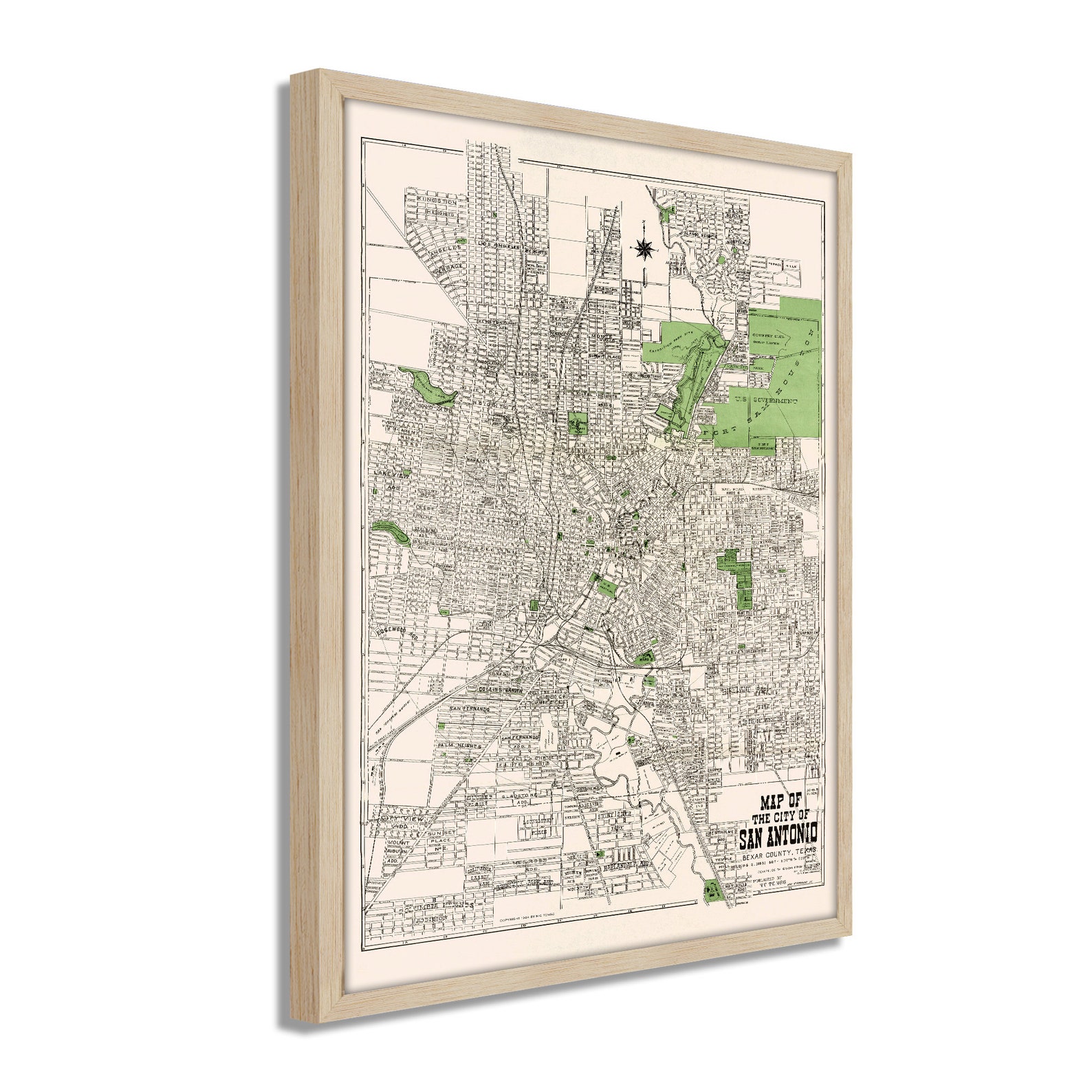 1924 Bexar County Map Print - Framed Vintage San Antonio Map - Historic ...