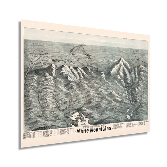 1890 White Mountains Map Vintage Map Wall Art White - Etsy