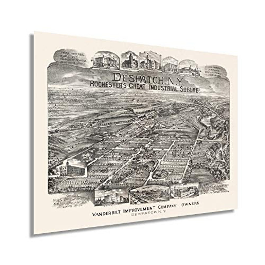 1890 Despatch Rochester NY Map - Vintage Map of Rochester NY - History ...