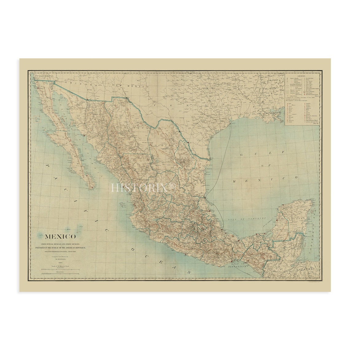 1900 Mexico Map Poster Vintage Mapa De Mexico Wall Art - Etsy