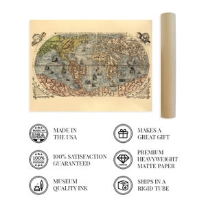 1565 World Map Poster - Old Map of the World - History Map of the ...