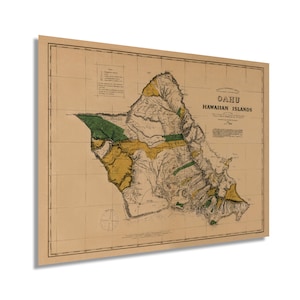 1881 Oahu Hawaii Vintage Map - Vintage Map of Oahu Hawaii Wall Art ...