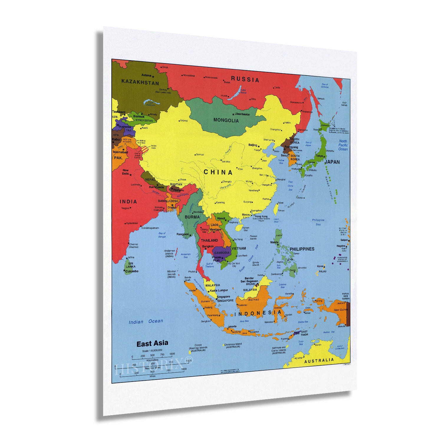 2004 East Asia Map Asia Map Poster East Asia Wall Art Map of Asia ...