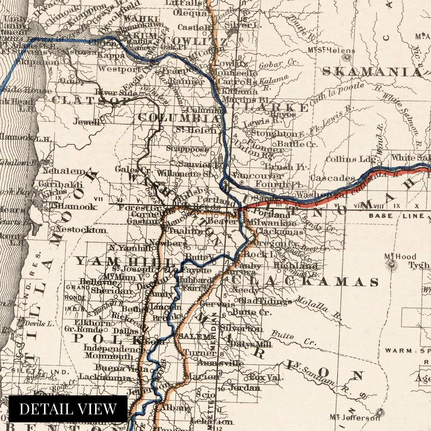 1880 Map of Oregon and Washington Territory - Vintage Pacific Northwest ...