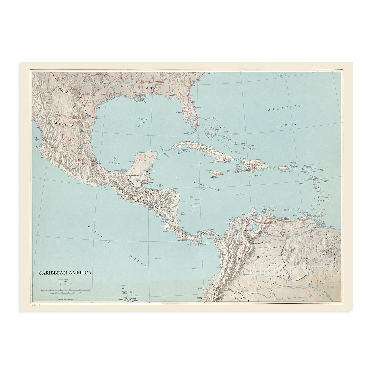 1961 Caribbean America Map Vintage Caribbean Map History Map of the ...