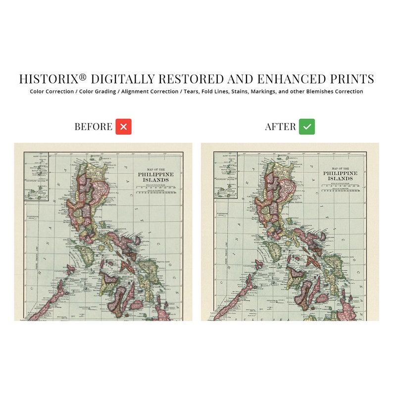 1906 Philippines Map - Vintage Map of the Philippines - History Map of ...