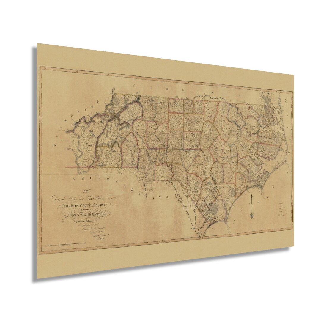 1808 North Carolina State Map - Vintage Map North Carolina Wall Art ...