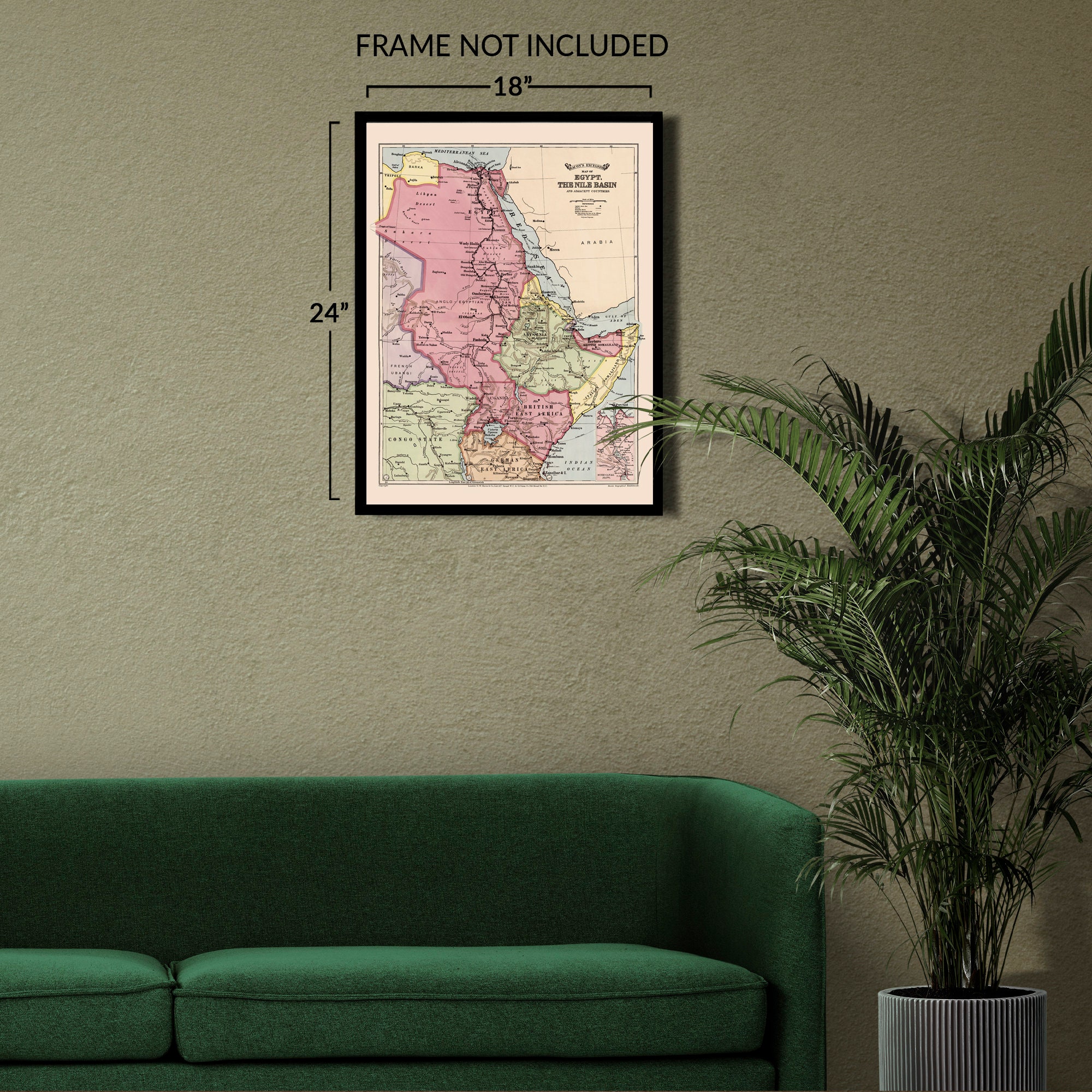 HISTORIX Vintage 1916 Egypt Map Poster Print Vintage Excelsior Map of ...