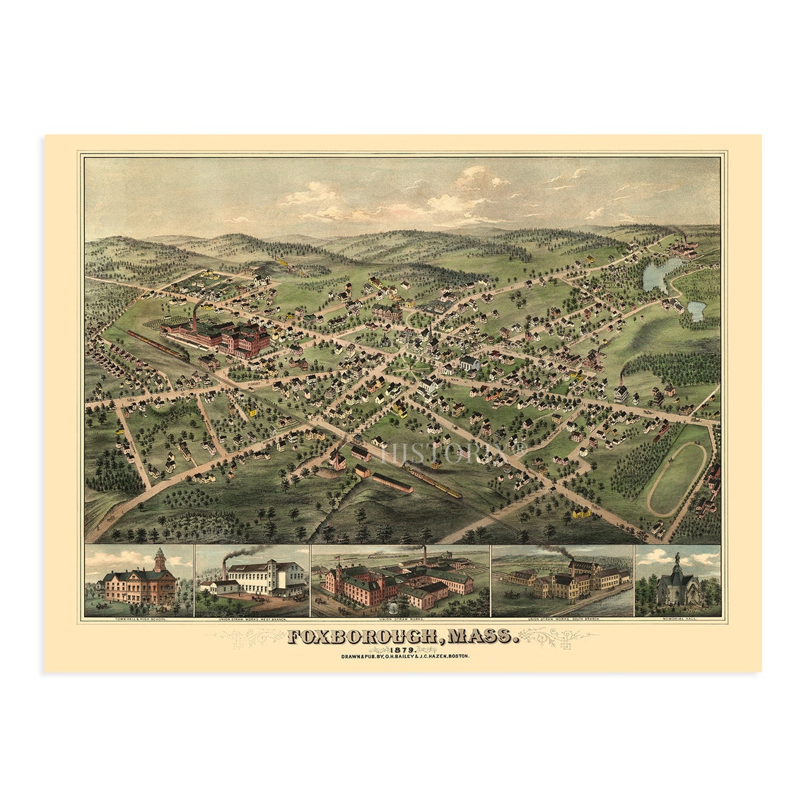 1879 Foxborough Massachusetts Map Vintage Map of Foxborough - Etsy
