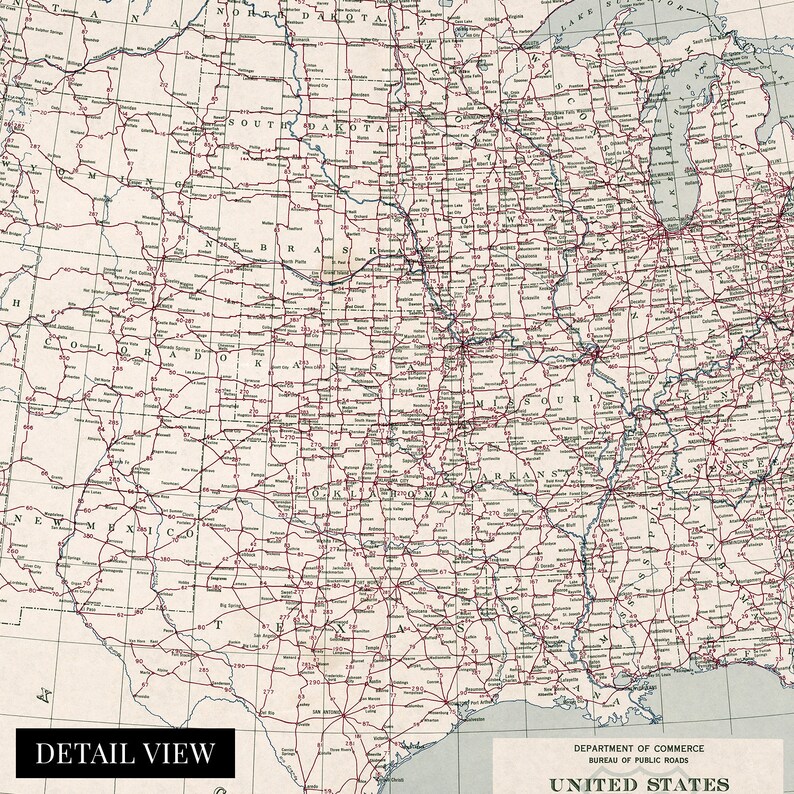 1950 United States Map System of Highways Old Map of the - Etsy