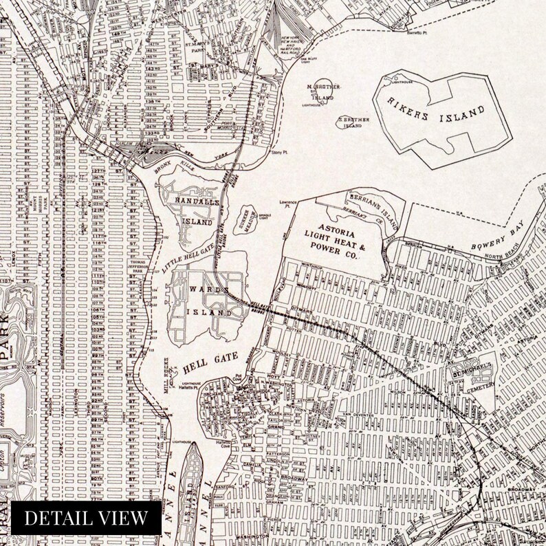 1922 Queens New York City Map Poster - Queens NYC Map Wall Art Decor ...