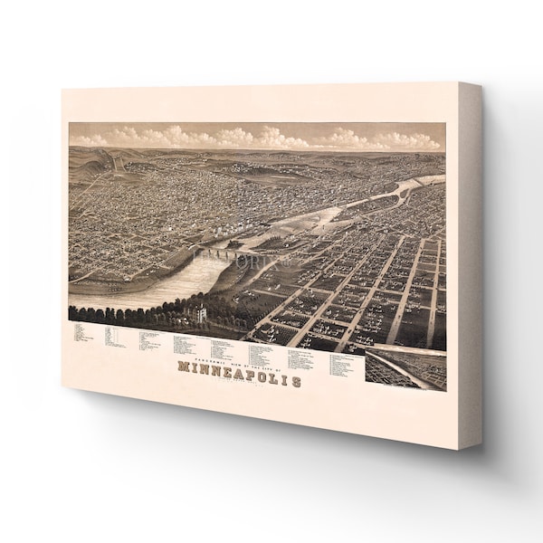 Historic Map of Minneapolis - Etsy