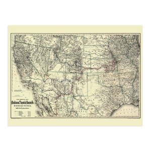1883 Map of Atchison Topeka Santa Fe Railroad System - History Map of ...