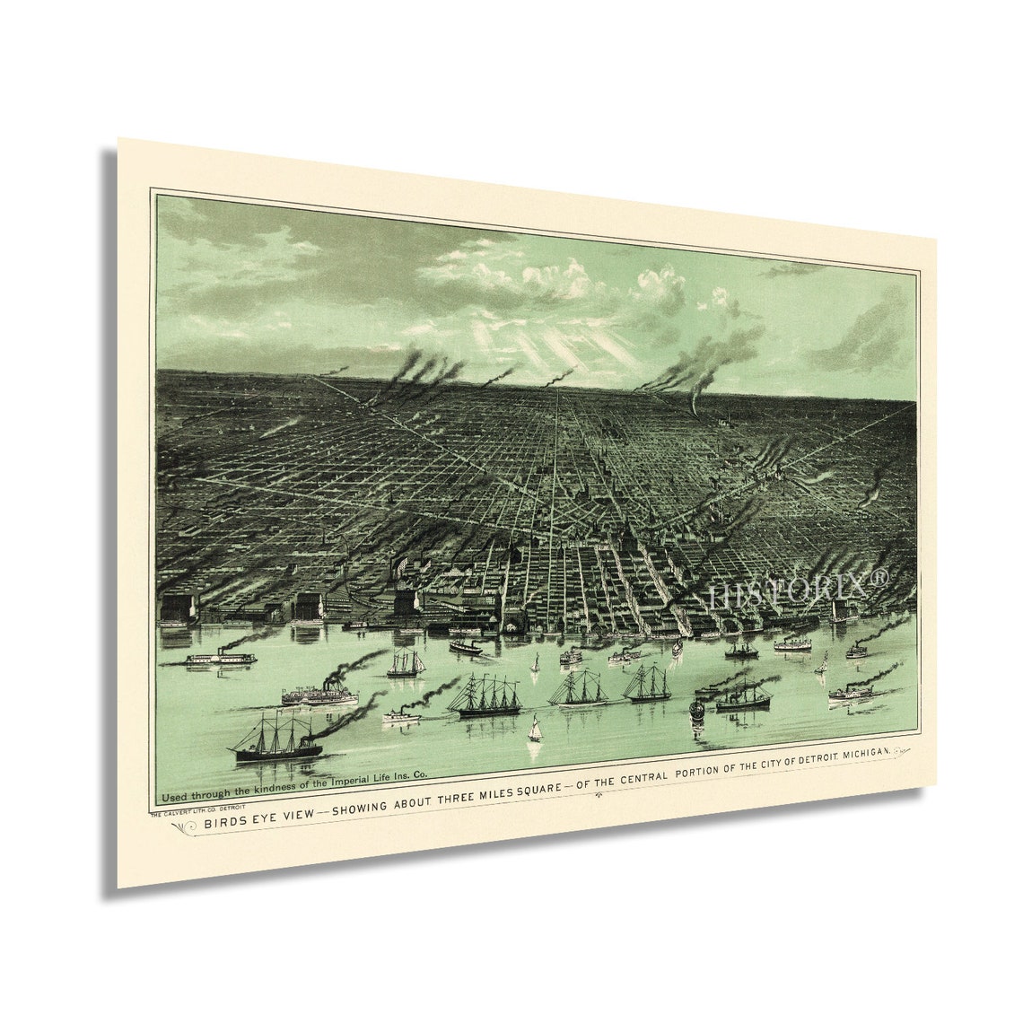 1889 Detroit Michigan Map Vintage Detroit Wall Map History - Etsy