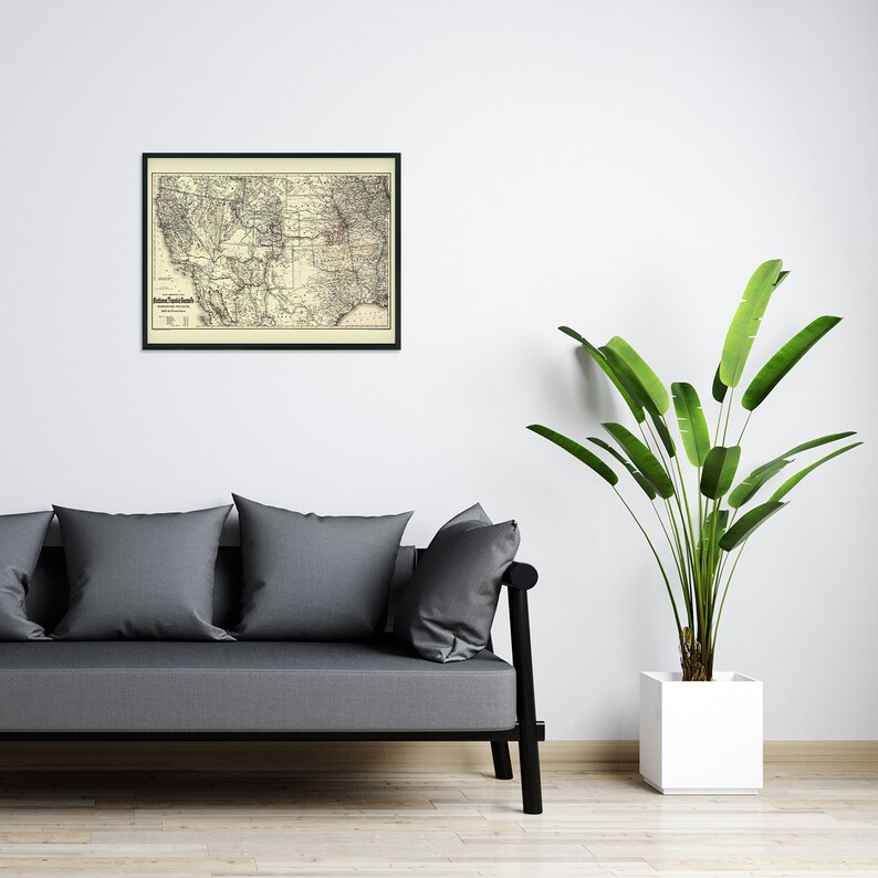 1883 Map of Atchison Topeka Santa Fe Railroad System History Map of ...