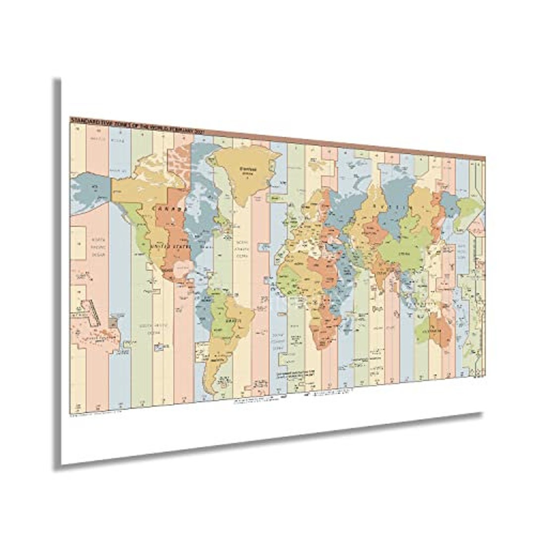 2021 Standard Time Zones of the World Map - Map of the World Time Zones ...