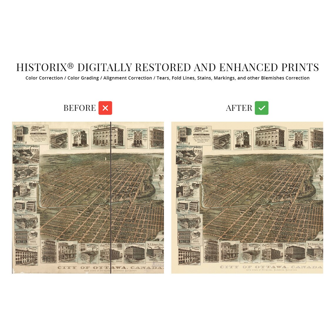 1895 Ottawa Ontario Canada Map Old Map of Ottawa History - Etsy