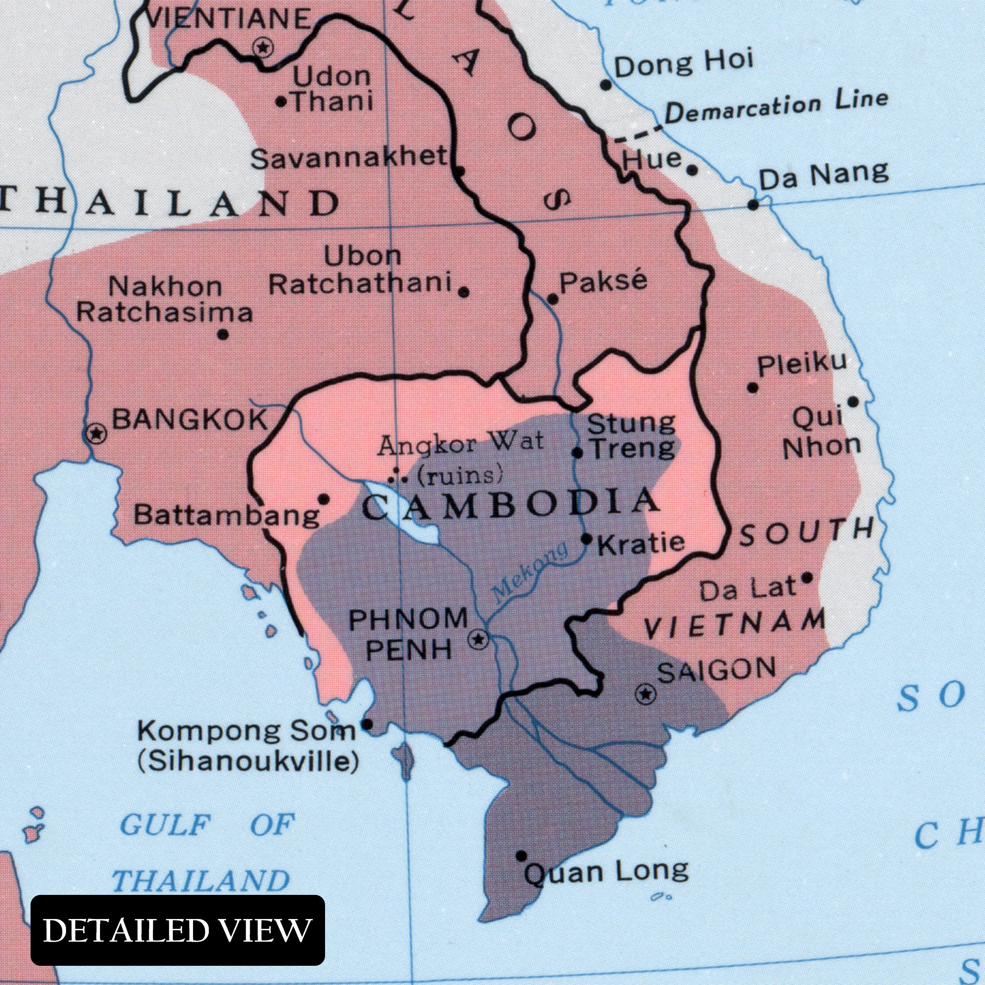 1970 Khmer Empire Cambodia Map Print - Vintage Map of the Khmer Empire ...