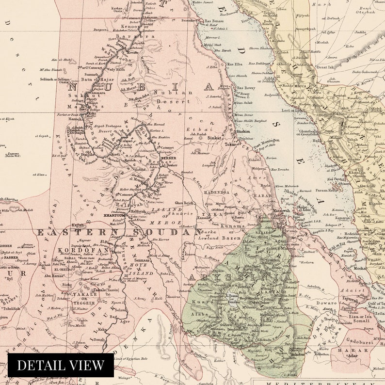 1885 Egypt Map Poster - Old Map of Ancient Egypt - History Map of Egypt ...