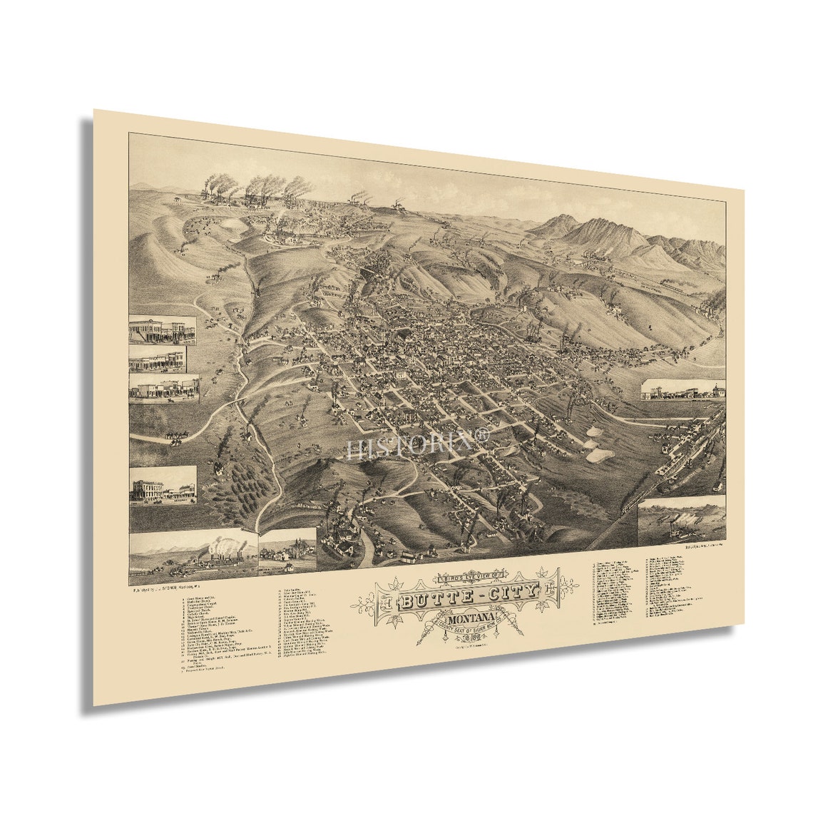 1884 Butte Montana Map Poster Wall Map of Montana Old - Etsy