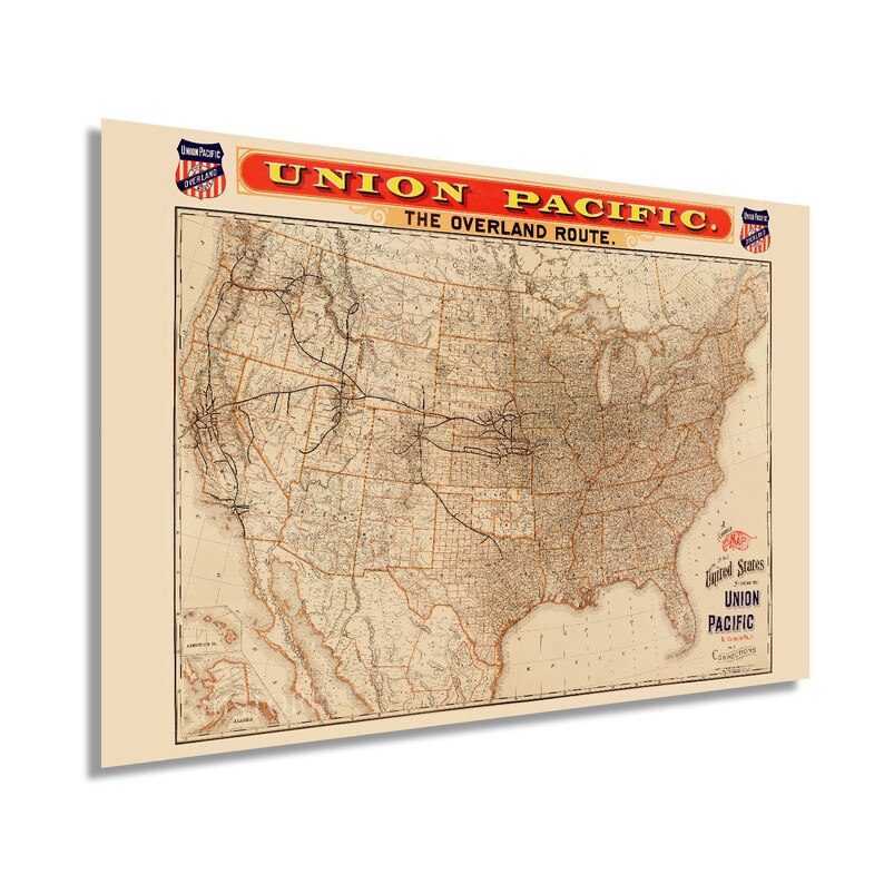 1892 United States Map Vintage Map of United States Wall Art | Etsy