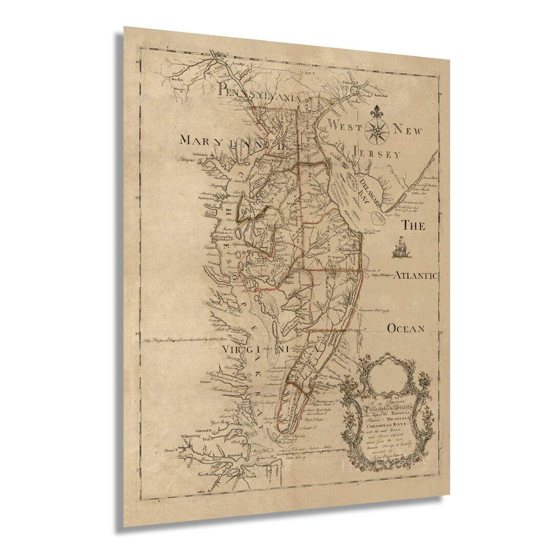 1786 Map of the Peninsula Between Delaware and Chesapeake Bays - Etsy
