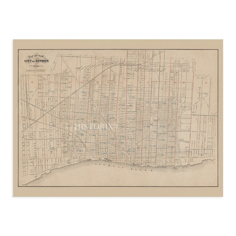 1886 Detroit Michigan Map Vintage Detroit Map Old Wayne - Etsy