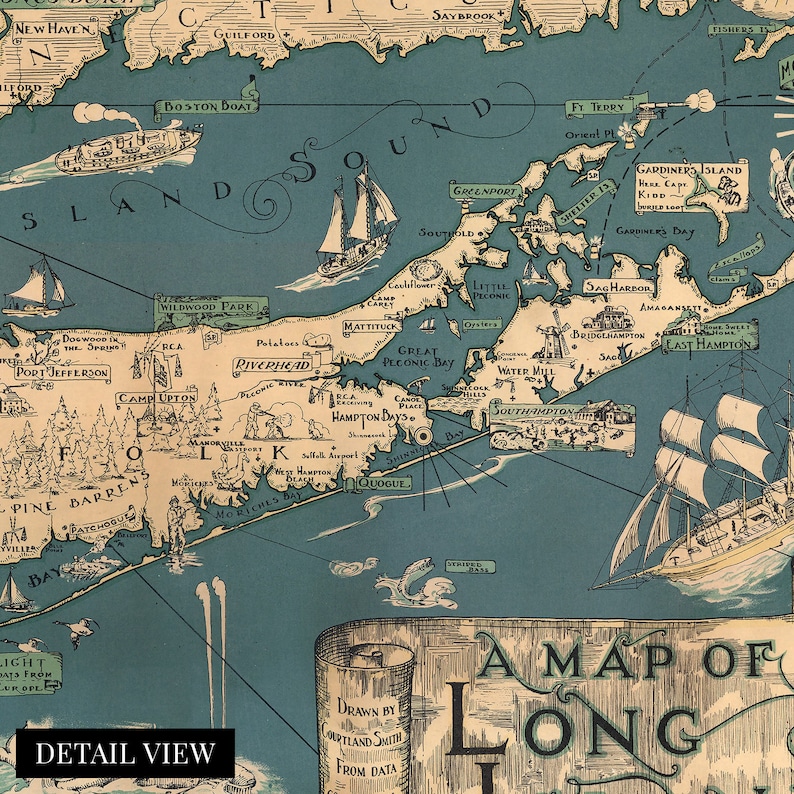 1933 Long Island NY Map - Old Map of Long Island NY - Vintage Long ...