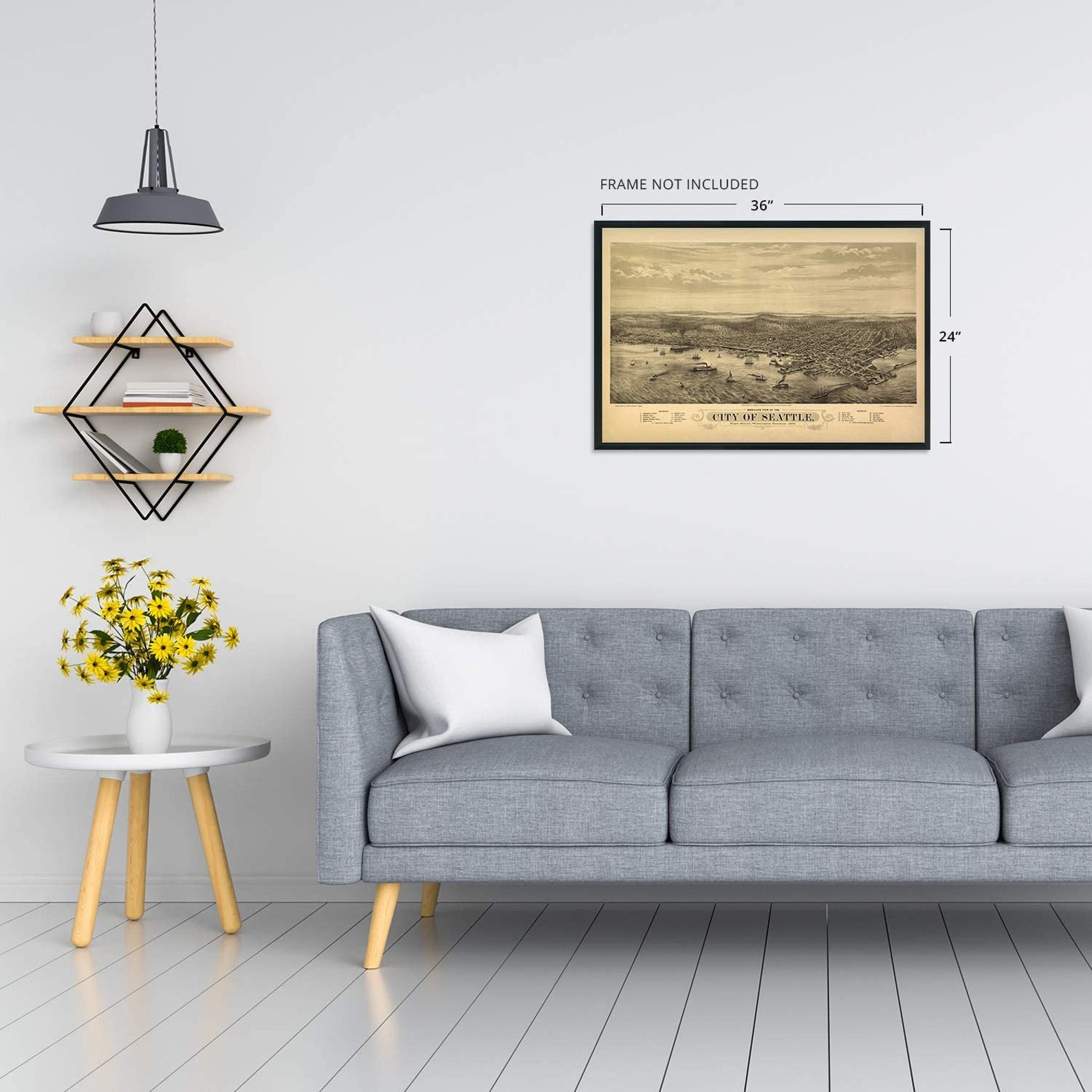 1878 Seattle Washington Poster Vintage Map of Seattle Wall Art ...