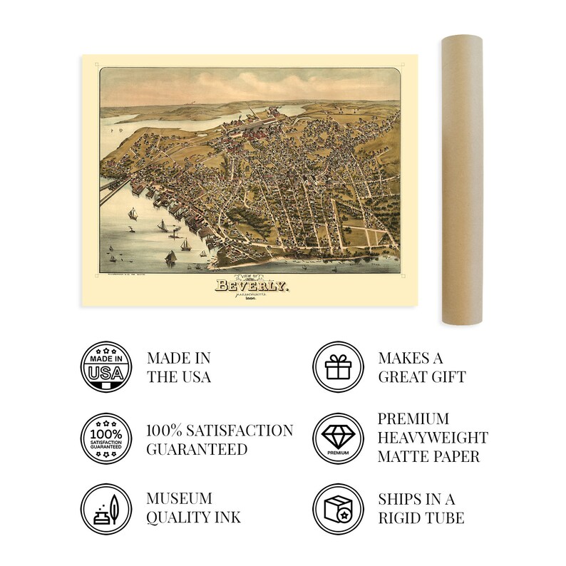 1886 Beverly Massachusetts Map - Old Map of Beverly Essex County ...