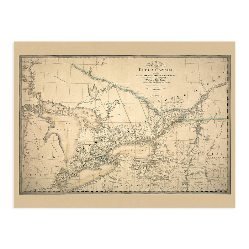 1836 Upper Canada Map Old Map of Canada History Map of Upper Canada ...