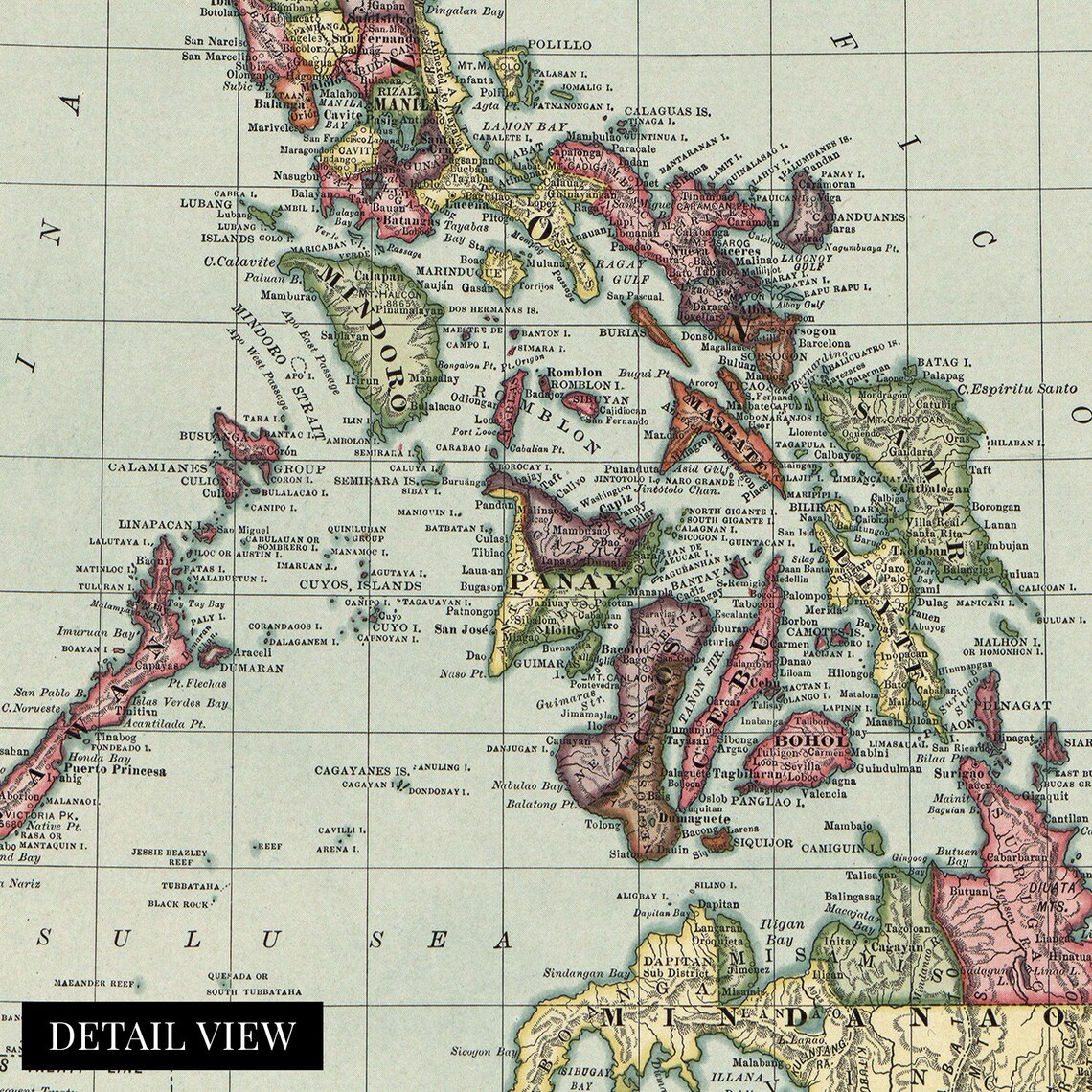 1906 Philippines Map Vintage Map of the Philippines - Etsy