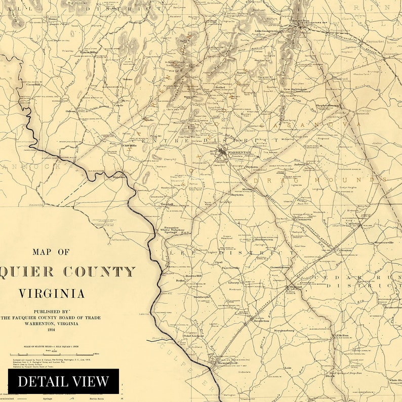 1914 Fauquier County Virginia Map - Old Virginia Map - History Map of ...