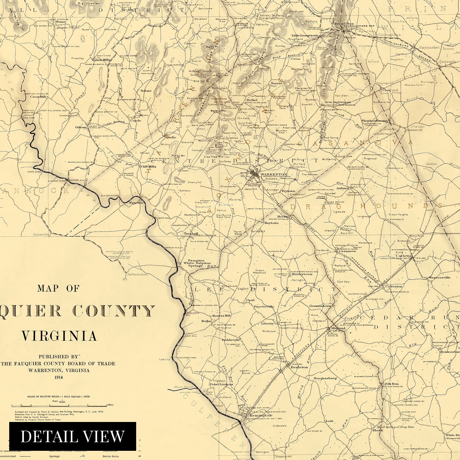 1914 Fauquier County Virginia Map - Old Virginia Map - History Map of ...
