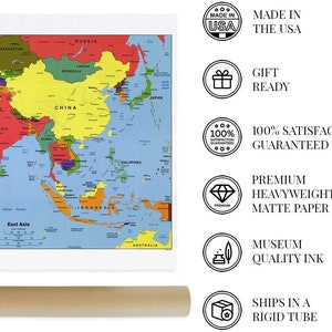 2004 East Asia Map Asia Map Poster East Asia Wall Art | Etsy