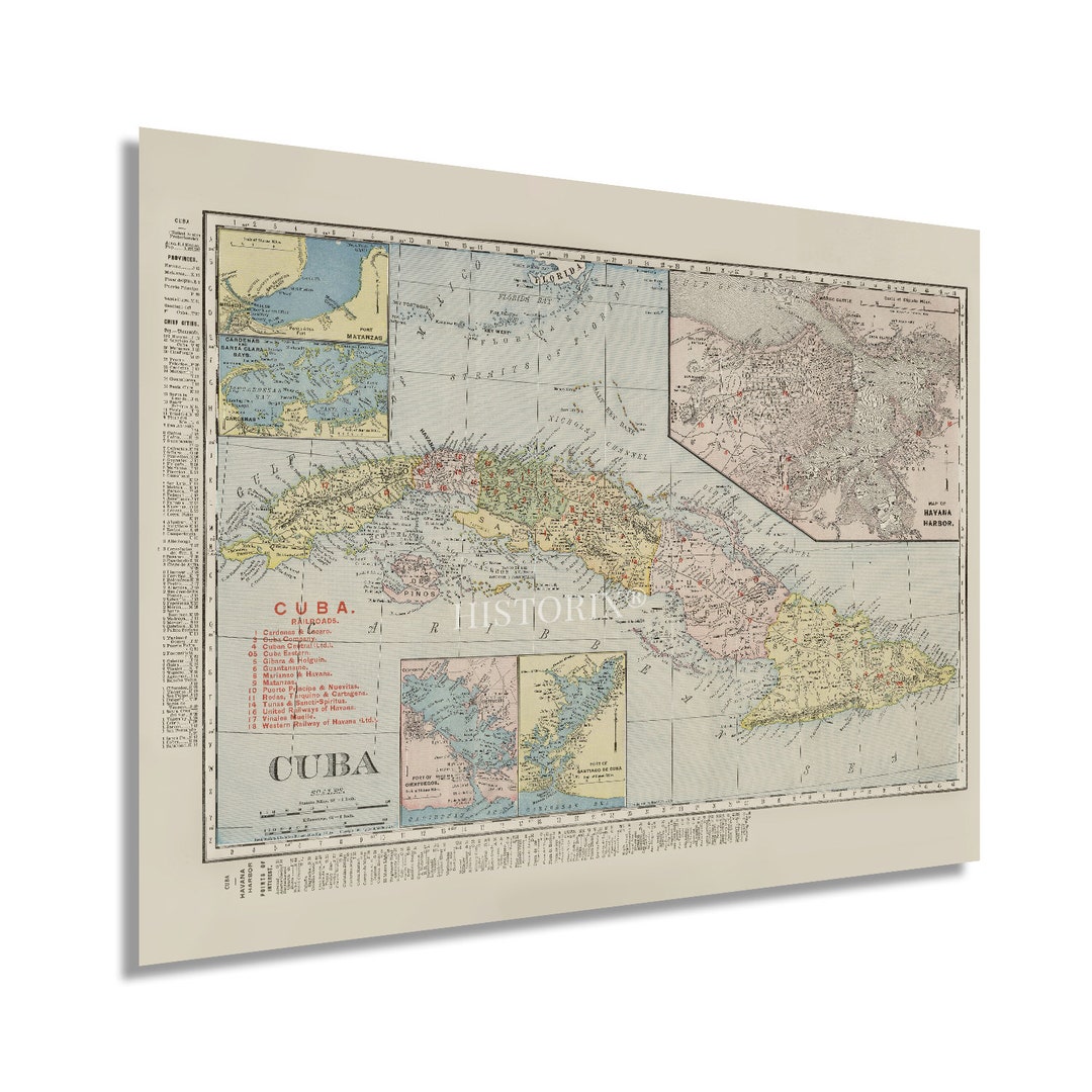 1904 Cuba Map - Vintage Map of Cuba Poster - Old Mapa De Cuba - History ...