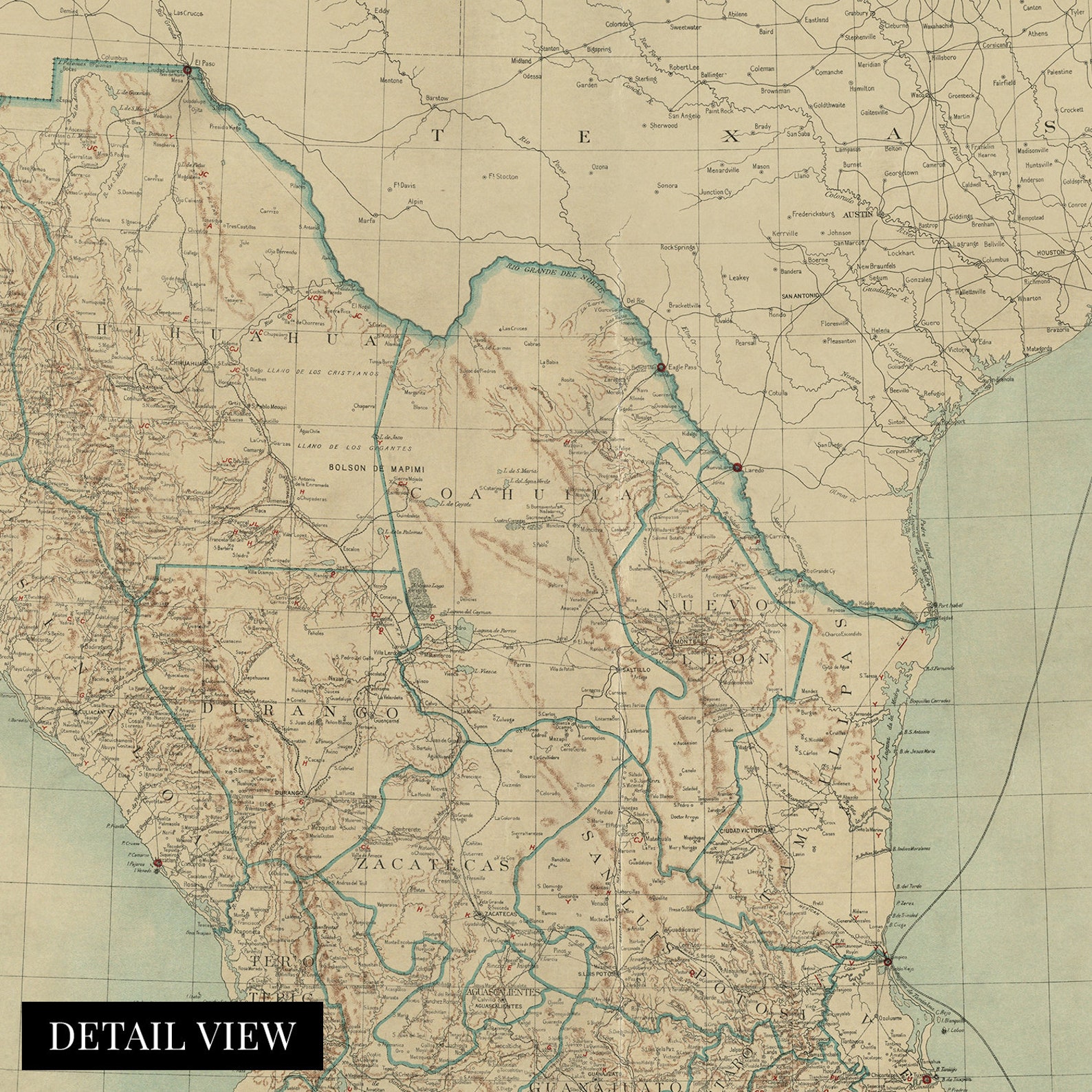 1900 Mexico Map Poster Vintage Mapa De Mexico Wall Art - Etsy