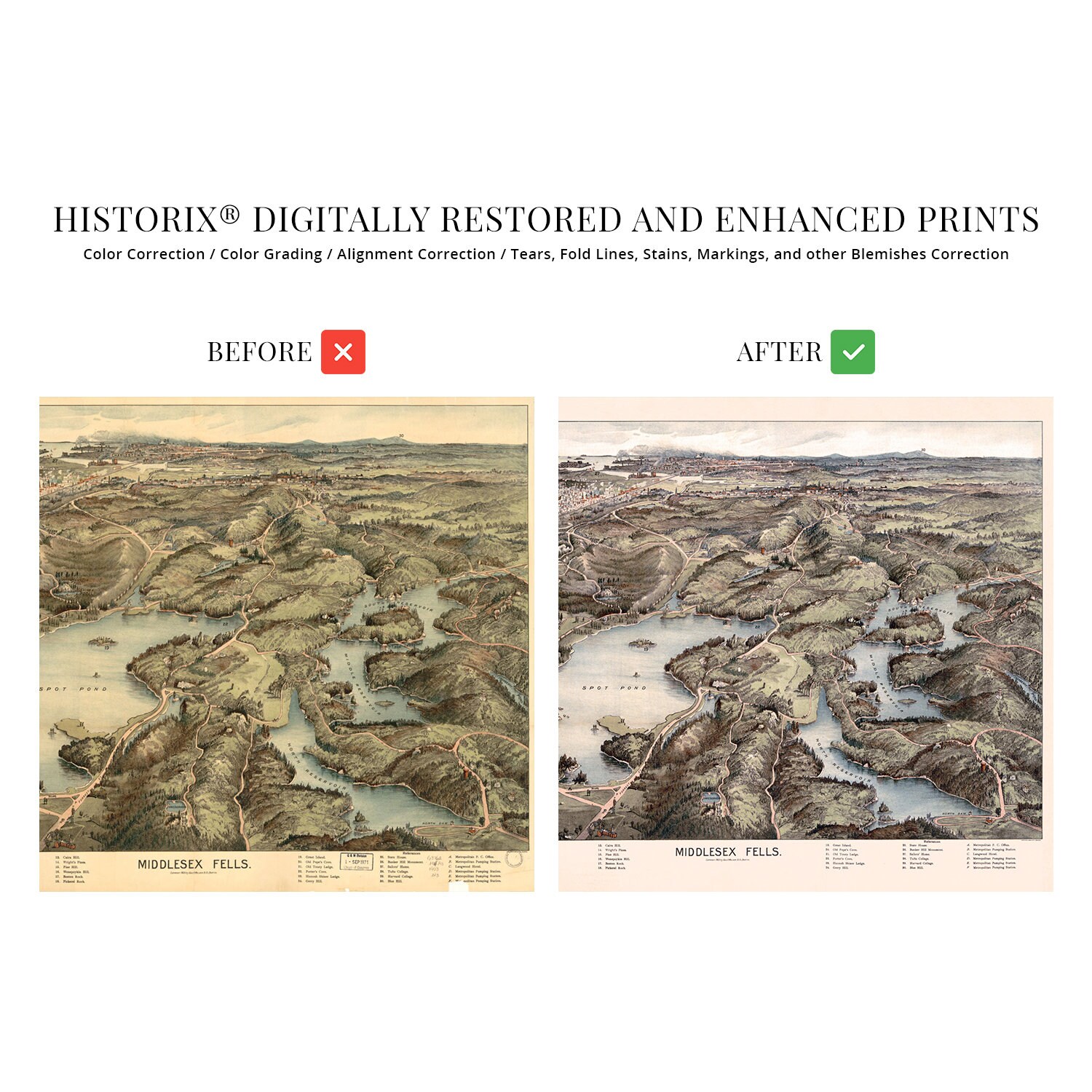 1903 Middlesex Fells Map - Old Middlesex Fells Reservation Map ...