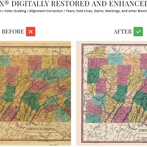 1829 Pennsylvania State Map Vintage Map Pennsylvania Wall | Etsy