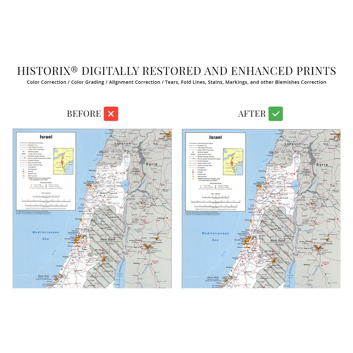 1988 Israel Map - Map of Israel Wall Art - Old Israel Wall Map History ...