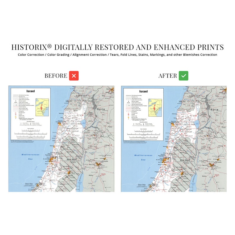1988 Israel Map - Map of Israel Wall Art - Old Israel Wall Map History ...